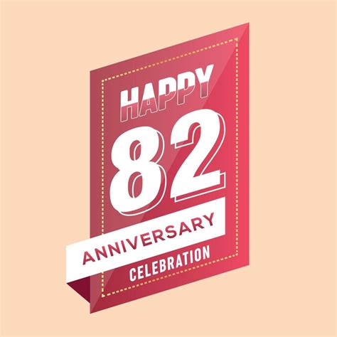 82nd Anniversary Celebration Vector Pink 3d Design On Brown Background