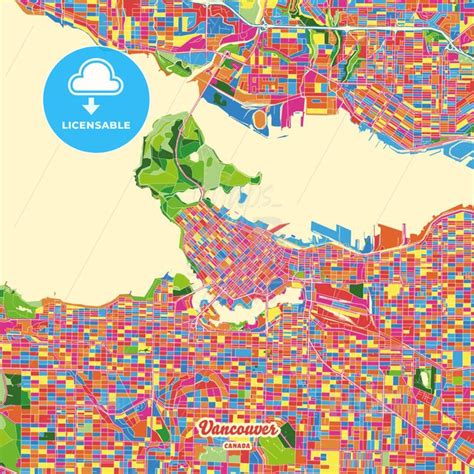 Vancouver British Columbia Canada Crazy Colorful Map Print Template