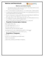 Understanding Matrices and Determinants: Properties, Operations, | Course Hero