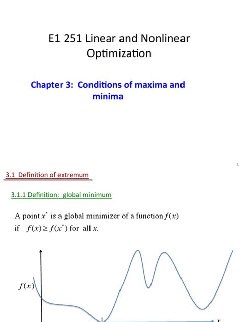 conditions for local minima and maxima in single variable optimization