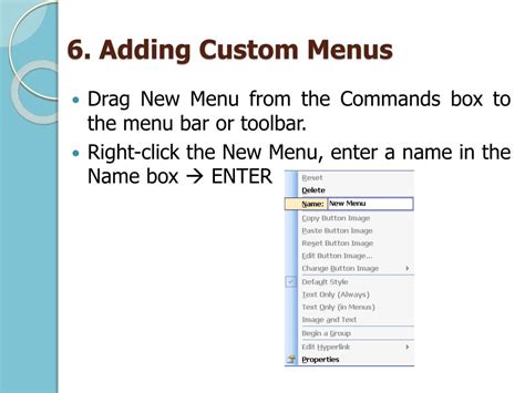 Ppt Chapter 12 Customizing Menus And Toolbars Powerpoint Presentation