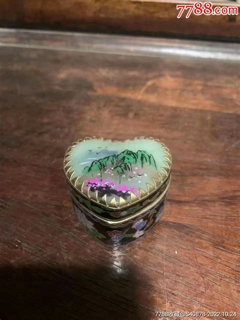 创汇期景泰蓝嵌玉石手绘首饰盒景泰蓝珐琅图片收藏回收价格7788老酒收藏