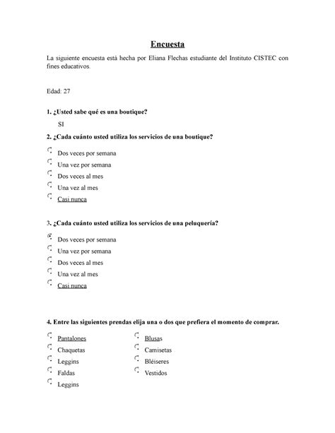 Encuesta B P Eli Fle copia Encuesta La siguiente encuesta está