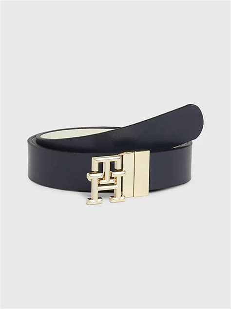Wendegürtel Aus Leder Mit Th Monogramm Blau Tommy Hilfiger