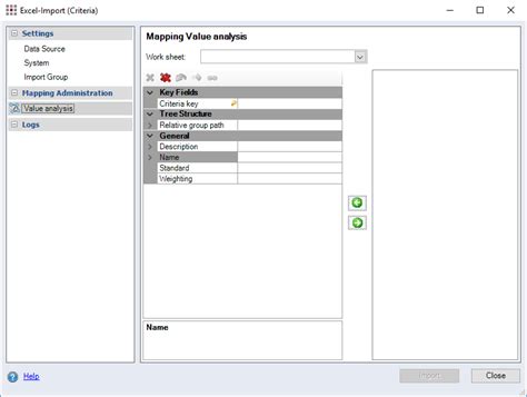 Excel Import Criteria Dialog