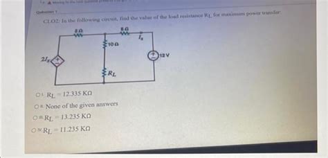 solved clo2 in the following circuit find the value of the