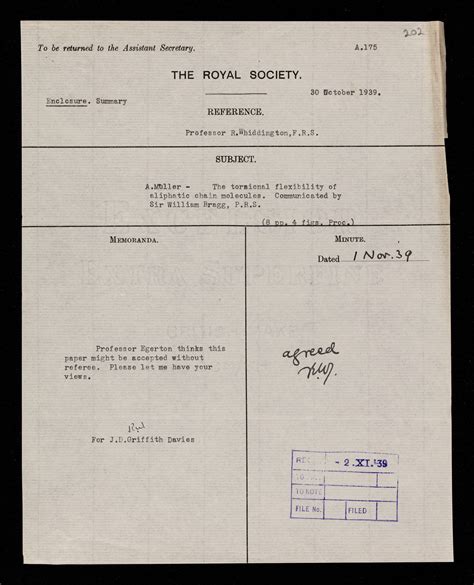 Memoranda On A Paper The Torsional Flexibility Of Aliphatic Chain Molecules By Alex Müller