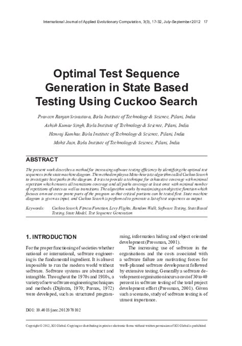 Pdf Optimal Test Sequence Generation In State Based Testing Using