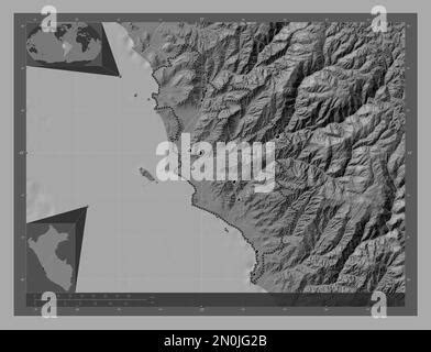 Lima Region Of Peru Elevation Map Colored In Wiki Style With Lakes
