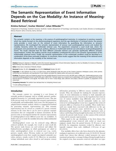 Pdf The Semantic Representation Of Event Information Depends On The