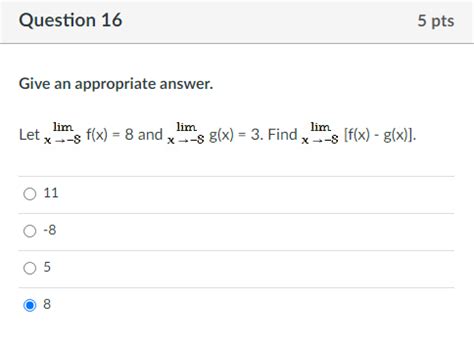 Question 16 5 Pts Give An Appropriate Answer StudyX