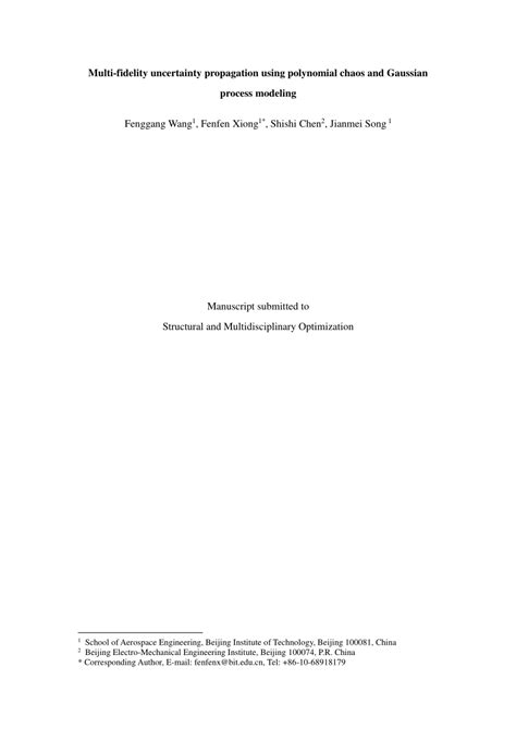 PDF Multi Fidelity Uncertainty Propagation Using Polynomial Chaos And Gaussian Process Modeling