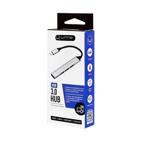 Mini Hub Unno Tekno 4 Puertos Usb C A Usb A Hb1013sv 206495