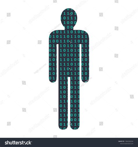 Vector Illustration Binary Code Human Silhouette เวกเตอรสตอก ปลอดคาลขสทธ 1384282634