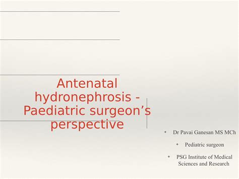 Pdf Antenatal Hydronephrosis Paediatric Surgeons … Hydronephrosis Paediatric Surgeons