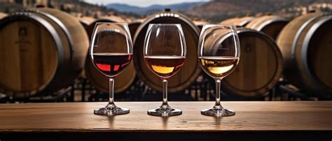 Premium Photo Hree Glasses With White Rose And Red Wine On A Wooden