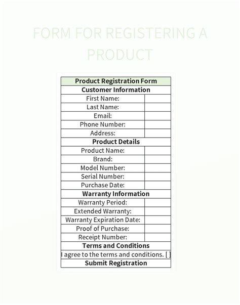 Free Product Registration Templates For Google Sheets And Microsoft Excel Slidesdocs