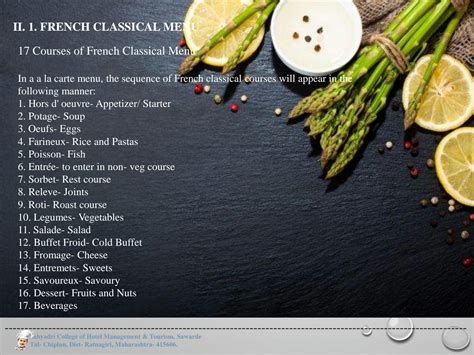 SOLUTION 17 French Classical Menu Sequence Used In Hospitality