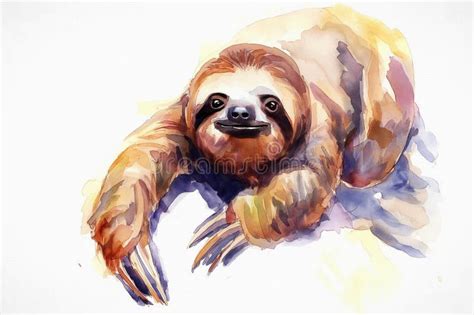 Sloth Watercolor Illustration Style Stock Illustration Illustration