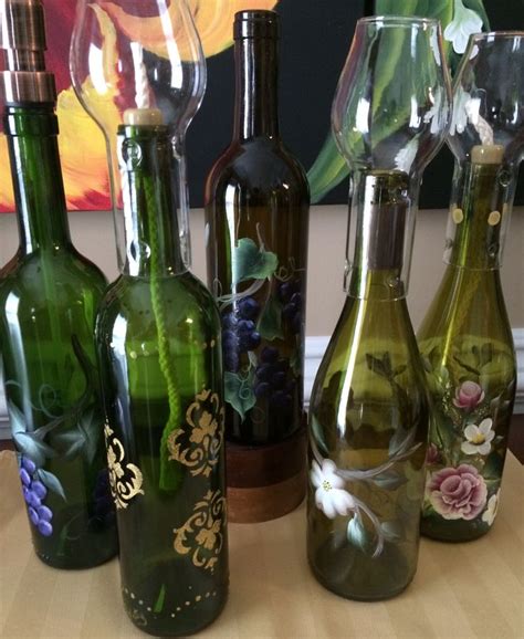 Up Cycled Wine Bottle Oil Lamps