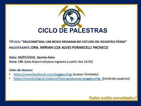 CICLO DE PALESTRAS Programa de Pós Graduação em Geociências PPGGEO UFRGS