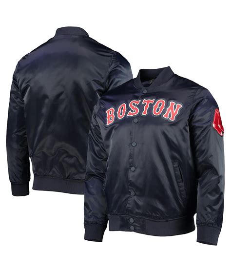 Full Snap Satin Wordmark Boston Red Sox Navy Jacket Jackets Expert