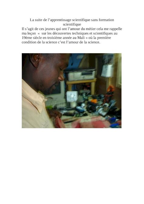 Doc La Suite De Lapprentissage Scientifique Sans Formation