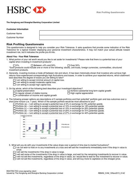 Risk Profiling Questionnaire Customer Information Pdf Investing Risk