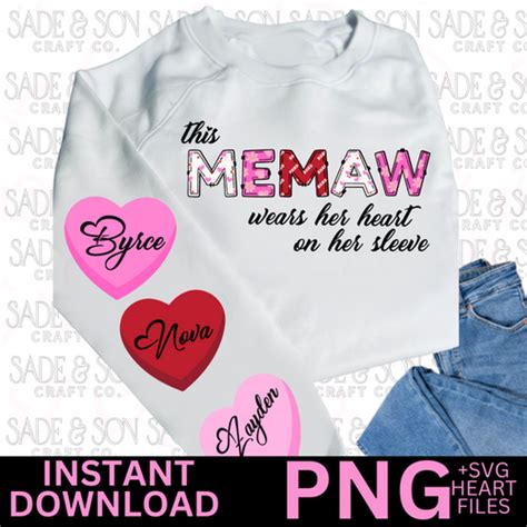 Memawblack Outline Heart On Sleeve Png File Sade And Son Craft Co