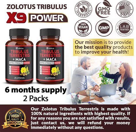 2 Packs Premium Tribulus Terrestris Maca 9600mg Per Capsule 6