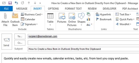 Comment créer un nouvel élément dans Outlook directement à partir du