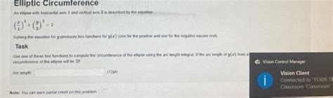 Solved Elliptic Circumference An Elipse With Horizontal Axis