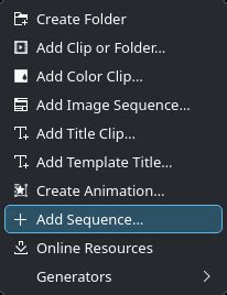 Crear secuencia documentación de Kdenlive Manual 25 08