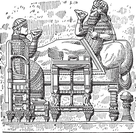Feast Of Esarhaddon King Day Bed Table And Chair Assyrian Vintage