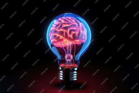 抽象的な青い電球現代のサイバーパンクの創造的思考またはビジネスイノベーションのコンセプト プレミアム写真