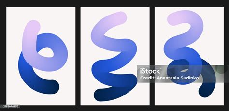 추상적 인 그라디언트 블렌드 소용돌이 라인이있는 포스터 세트 파란색 물결 모양의 선이 있는 수직 배경입니다 그라디언트 3d 블렌드 스트로크 0명에 대한 스톡 벡터 아트 및
