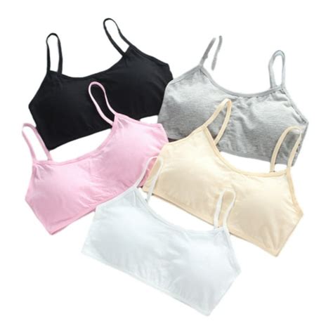 5 Pack Training Bras For Girls Flex Fit Seamless Cami Bralettes Padded