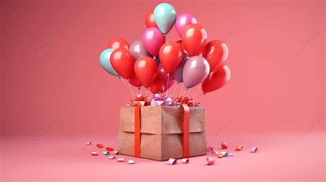 발렌타인 데이 배너 배경에 날아다니는 선물 상자와 풍선의 3d 그림 발렌타인 데이 배경 다이 배경 배너 배경 이미지 Hd 발렌타인 데이 다이 배너 배경 사진