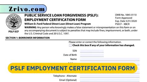 Pslf Employment Certification Form 2024
