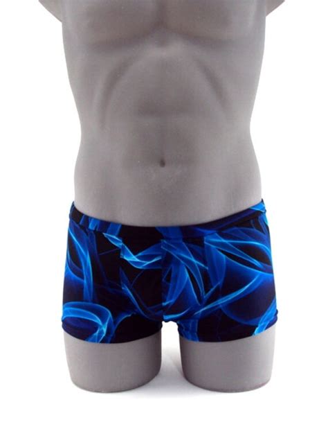 Men Square Cut Swimsuit Blue Smoke