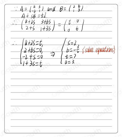 solved 7 a beginpmatrix aand3 2and1endpmatrix and b beginpmatrix 2andb 1
