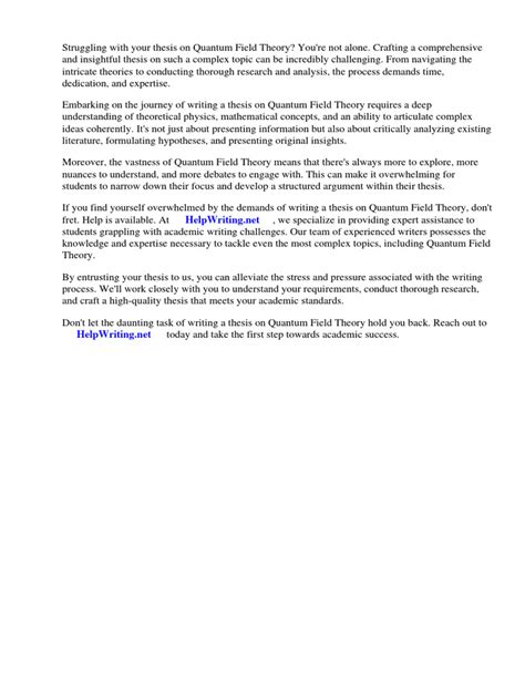 Thesis On Quantum Field Theory Pdf Fundamental Interaction