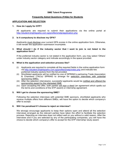 Sme Talent Programme Frequently Asked Questions Faqs For