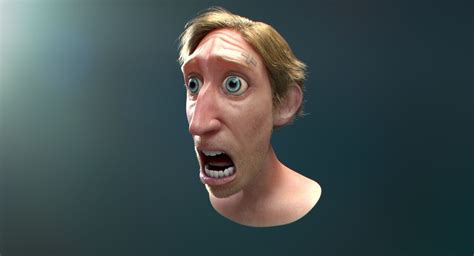 Cartoon Man Head Scared Modelo 3d 49 Fbx Ma Obj Free3d