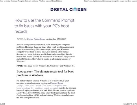 How To Use The Command Prompt To Fix Issues With Your Pcs Boot Records Digital Citizen Ppt