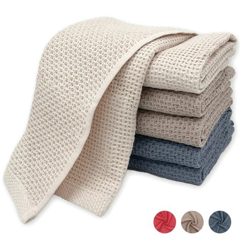 6 Pack 100 Cotton Waffle Weave Kitchen Dish Cloths Quick Drying