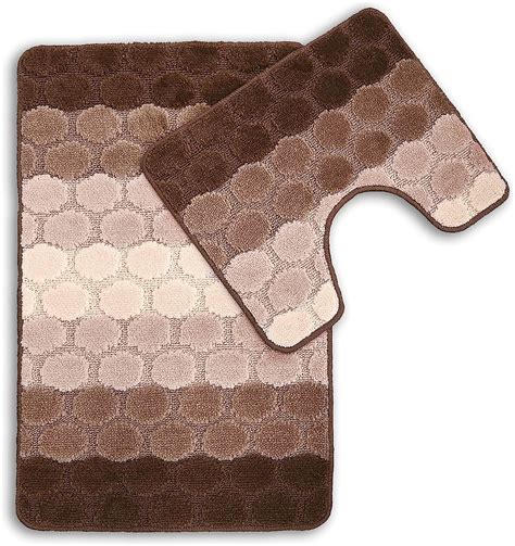 Velosso Non Slip Striped 2 Piece Bath Mat And Pedestal Mat Greek Key