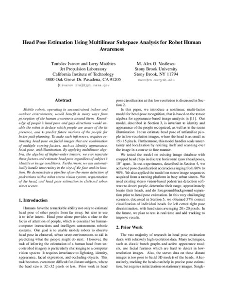 Pdf Head Pose Estimation Using Multilinear Subspace Analysis For