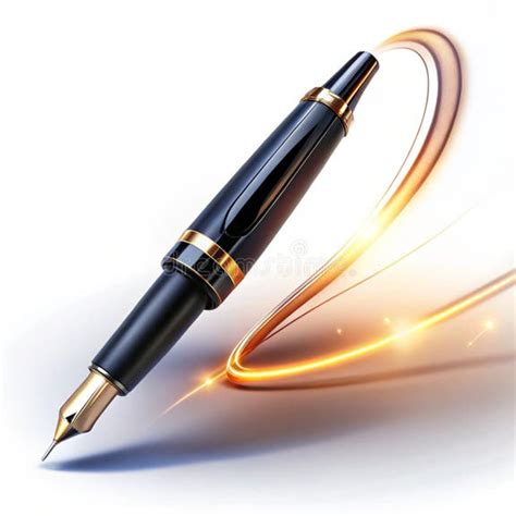 Floating Glowing Ink Pen With Animated Ink Trail Stock Illustration Illustration Of Writing