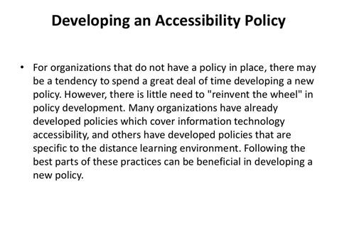 Creating Accessibility Policy